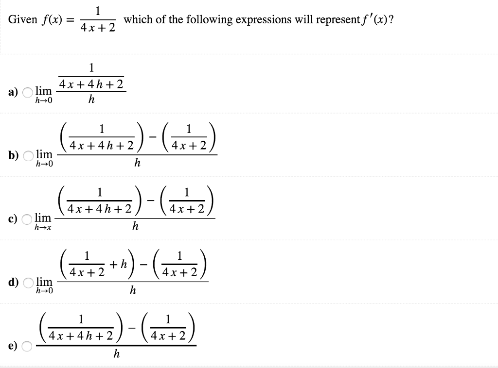 Solved Given f(x) which of the following expressions will | Chegg.com
