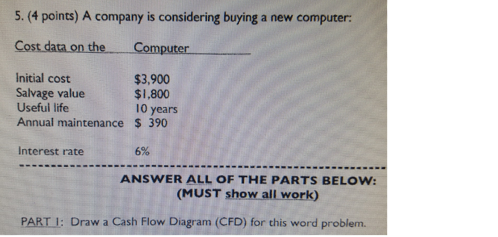 Solved 5. (4 points) A company is considering buying a new | Chegg.com