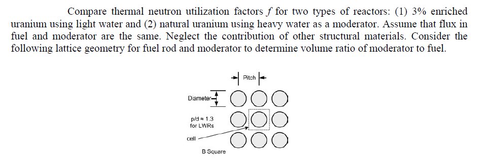 Solved Compare thermal neutron utilization factors f for two | Chegg.com