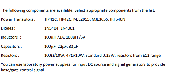 Solved Design of a Boost Converter Design a Boost converter | Chegg.com