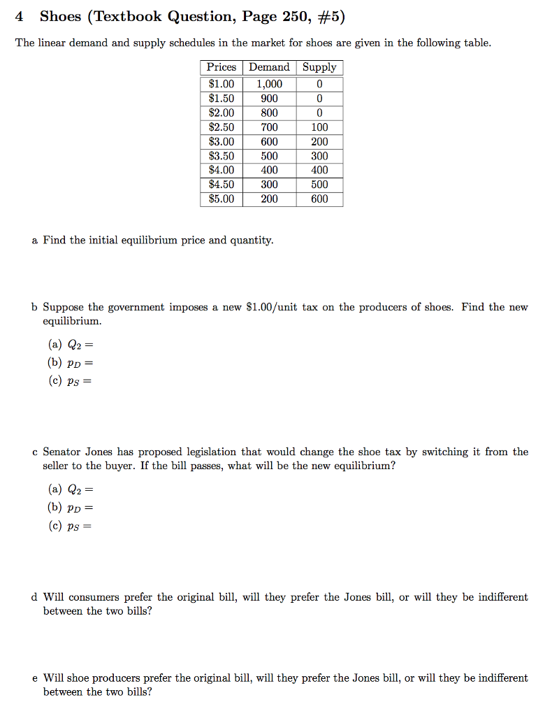 Solved 4 Shoes (Textbook Question, Page 250, #5) The linear | Chegg.com