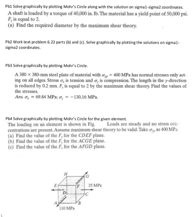 Solved Solve graphically by plotting Mohr's Circle along | Chegg.com