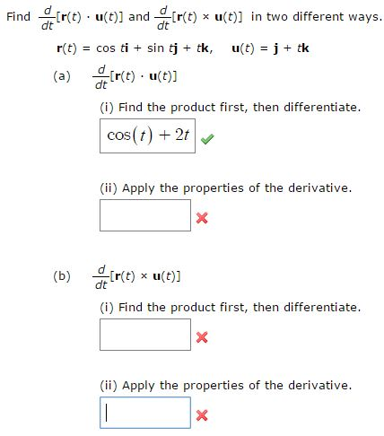 Solved Find d/dt[r(t)upointu(t)] and d/dt[r(t) times u(t)] | Chegg.com