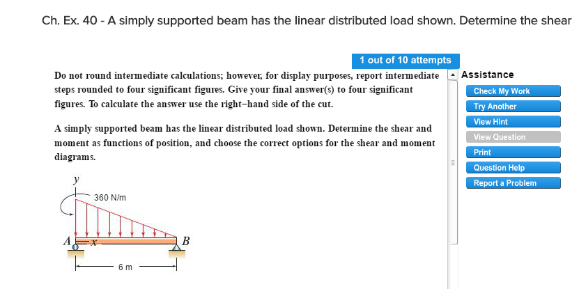 Solved Ch. Ex. 40 A simply supported beam has the linear | Chegg.com