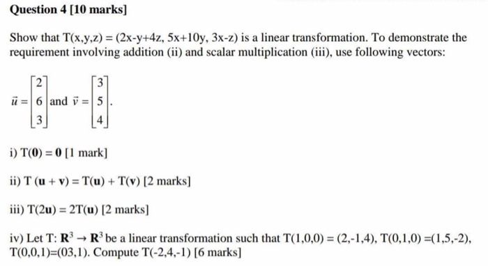 Solved Please answer the following linear algebra questions | Chegg.com
