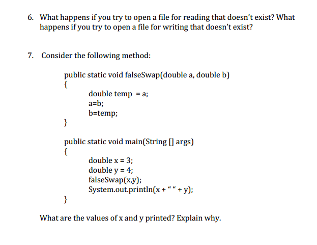 Solved What happens if you try to open a file for reading | Chegg.com
