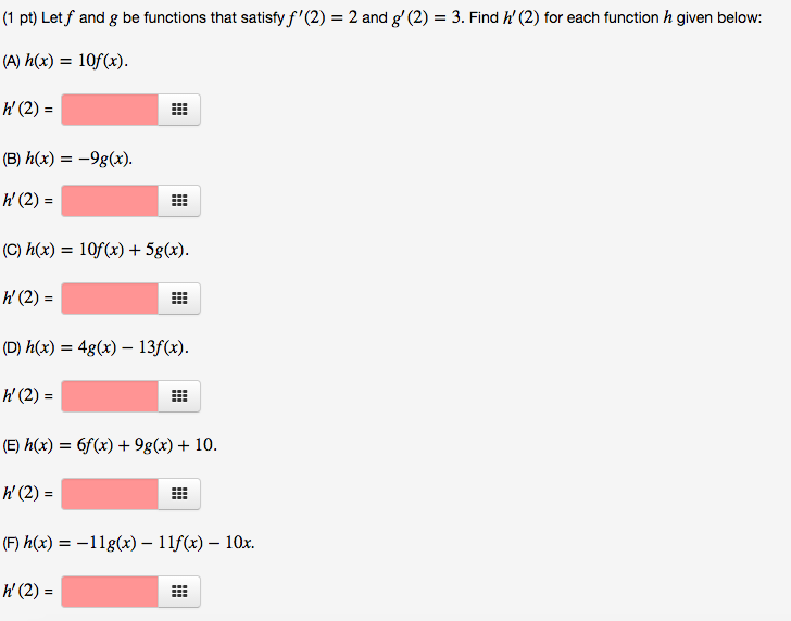 Solved Let f and g be functions that satisfy f'(2) = 2 and | Chegg.com