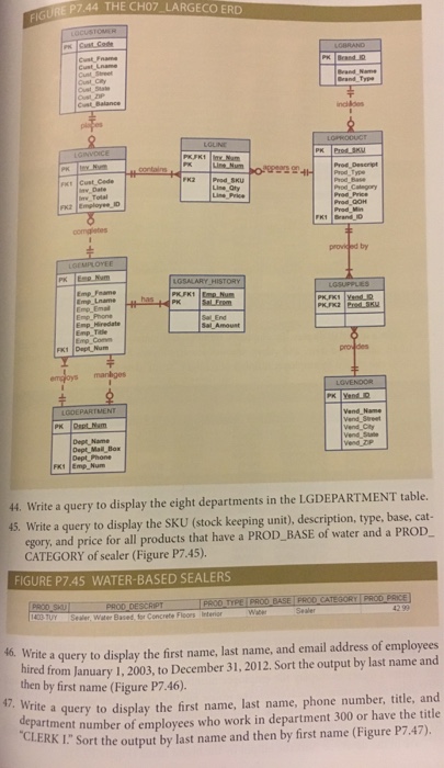 Solved P7.44 THE CH07 LARGECO ERD cust Code LGSAARY HISTORY | Chegg.com