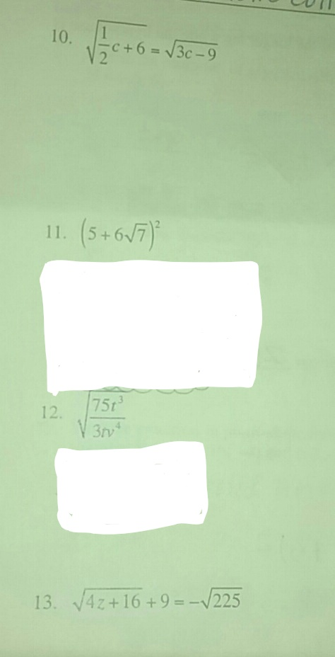 Solved Squareroot 1/2 c + 6 = squareroot 3c - 9 (5 + 6 | Chegg.com