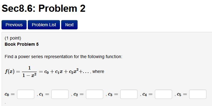 Solved Sec8.6: Problem 2 Previous Problem List Next (1 | Chegg.com