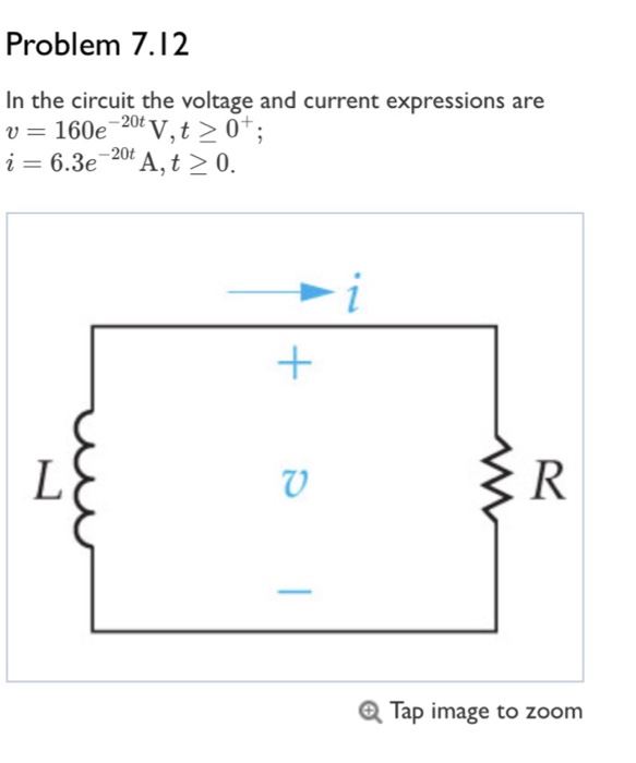 Solved In the circuit the voltage and current expressions | Chegg.com