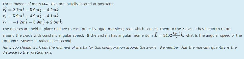 Solved Three masses of mass M 1.8kg are initially located at | Chegg.com