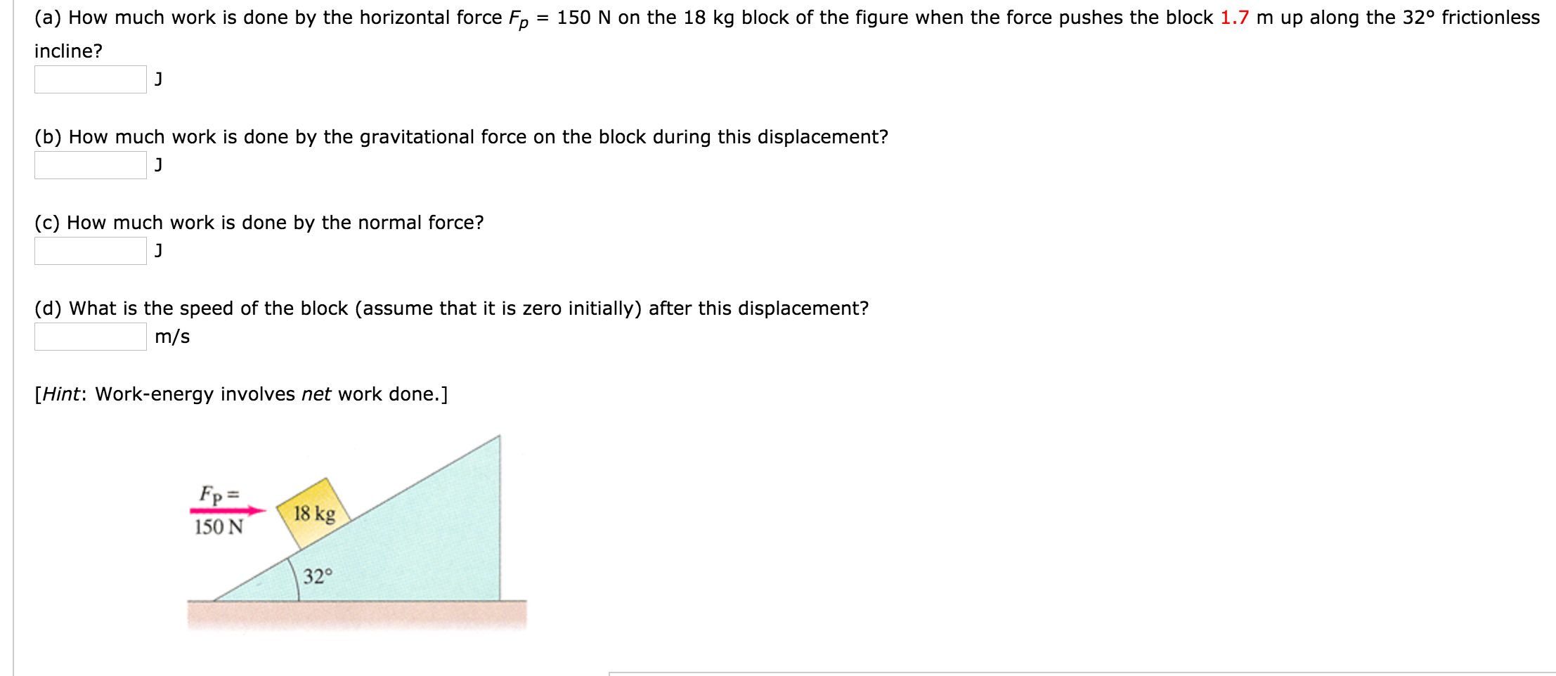 Solved (a) How much work is done by the horizontal force Fp | Chegg.com