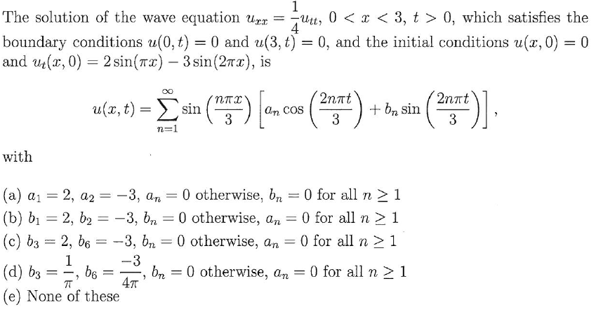 Solved The solution of the wave equation u_xx = 1/4 u_tt, 0 | Chegg.com
