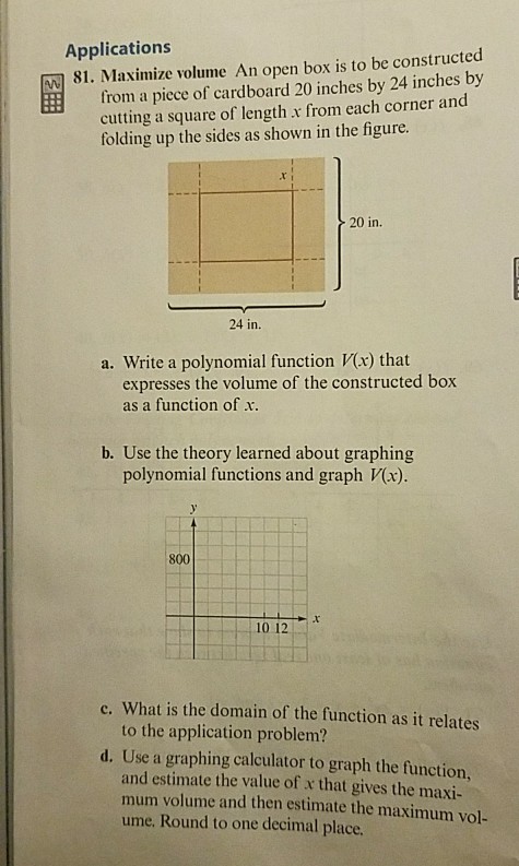 Solved Applications ? 81. Maximize volume An open box is to | Chegg.com