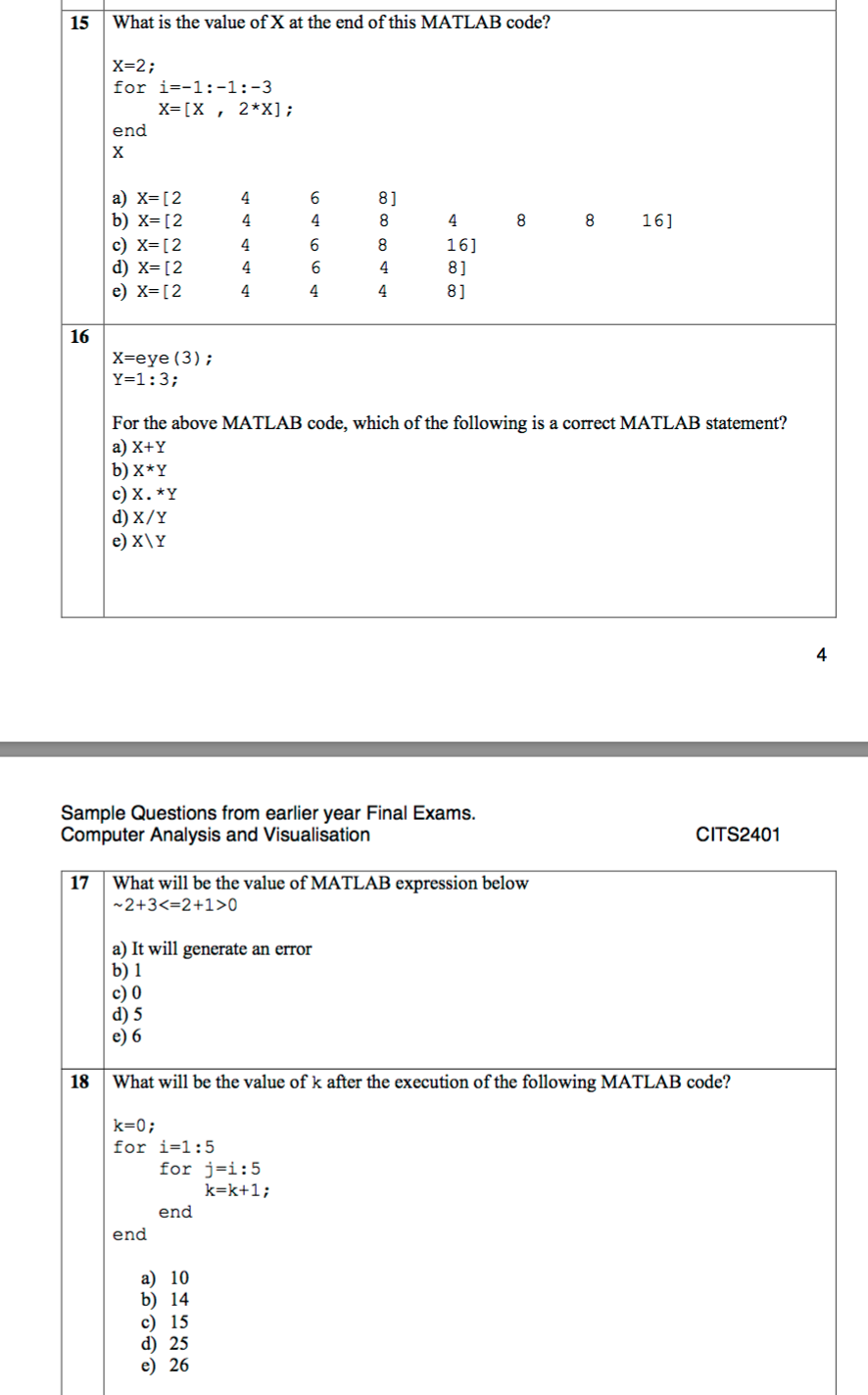 Solved Matlab 11 Suppose that A-1:10. Which one of these | Chegg.com
