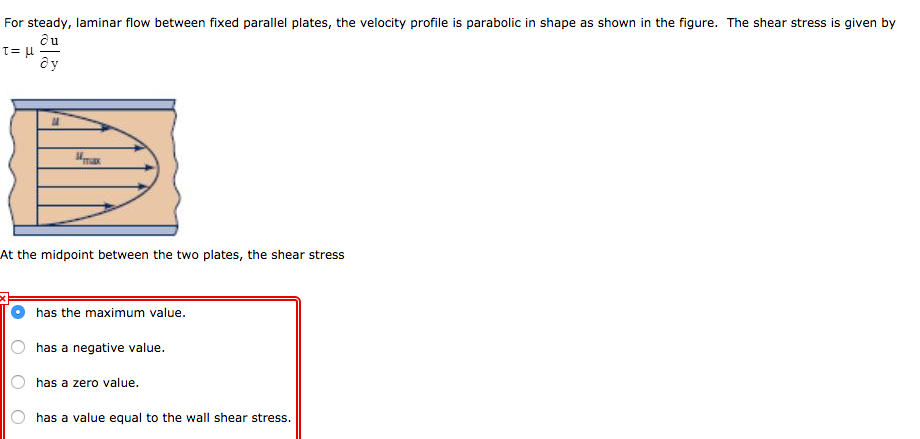 Solved For steady, laminar flow between fixed parallel | Chegg.com
