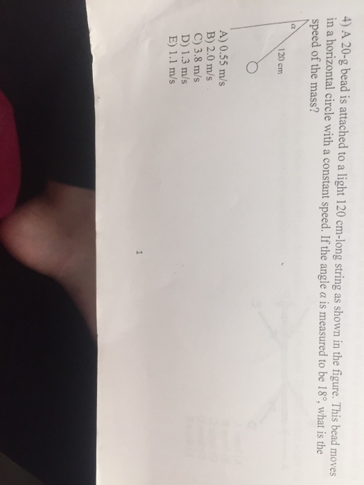 Solved A 20-g bead is attached to a light 120 cm-long string | Chegg.com