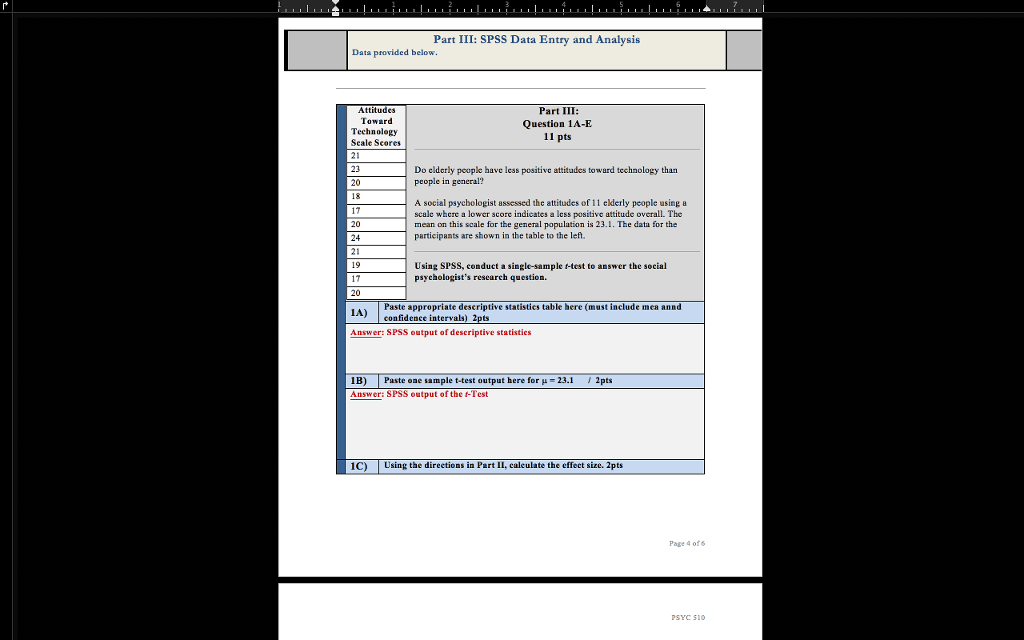Solved Part III: SPSS Data Entry and Analysis Data provided | Chegg.com
