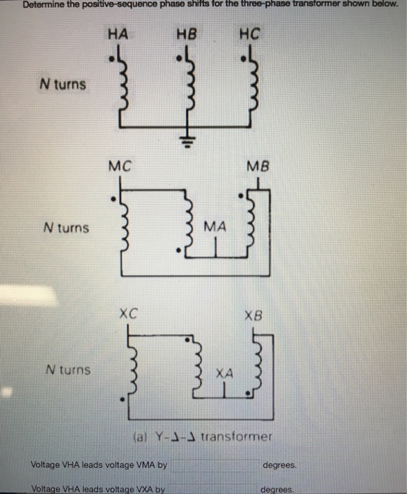 Solved Determine the positive-sequence phase shifts for the | Chegg.com