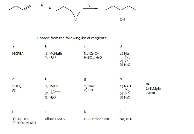 Solved Choose from the following list of reagents: | Chegg.com
