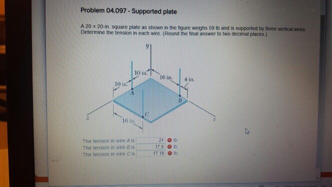 Solved Problem 04.097- Supported plate A 20 × 20-n, square | Chegg.com