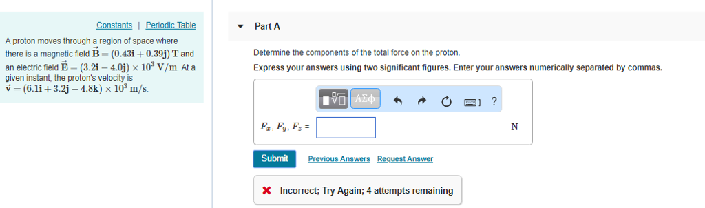 Solved Constants I Periodic Table Part A A proton moves | Chegg.com