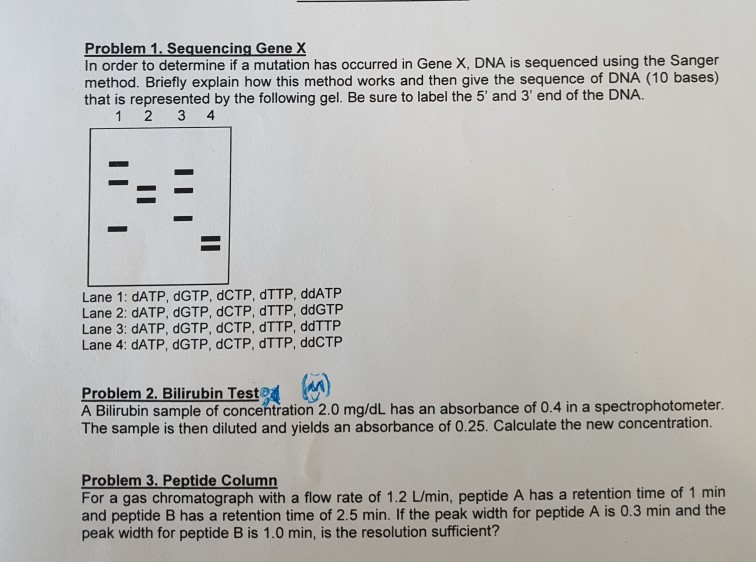 Solved Problem 1. Sequencing Gene X In order to determine if | Chegg.com