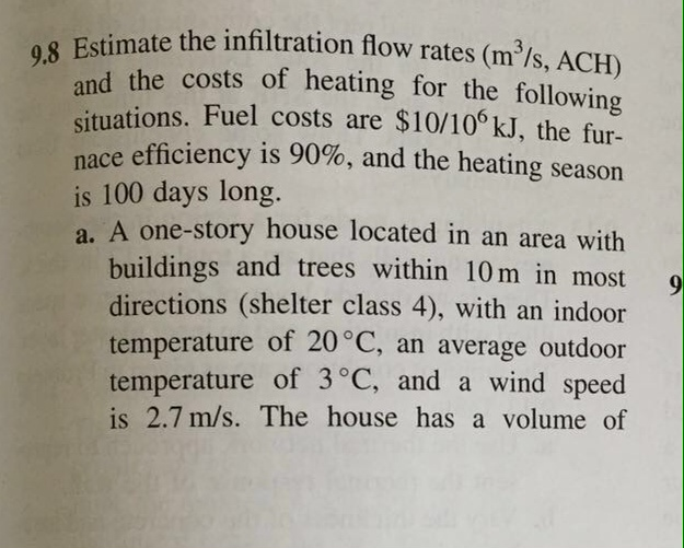 Solved Estimate the infiltration flow rates (m^3/s ACH) and | Chegg.com
