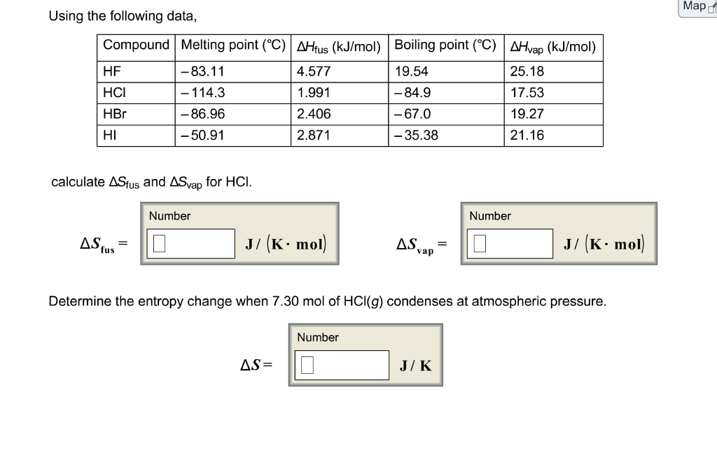 Solved Using the following data, calculate Delta S_fus and | Chegg.com
