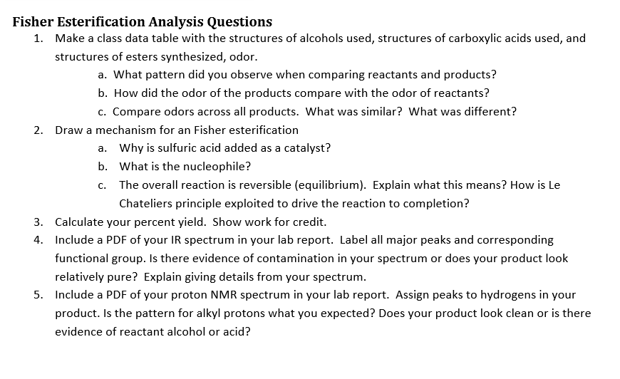 Solved Need Help With Post Lab Analysis Fischer 2632