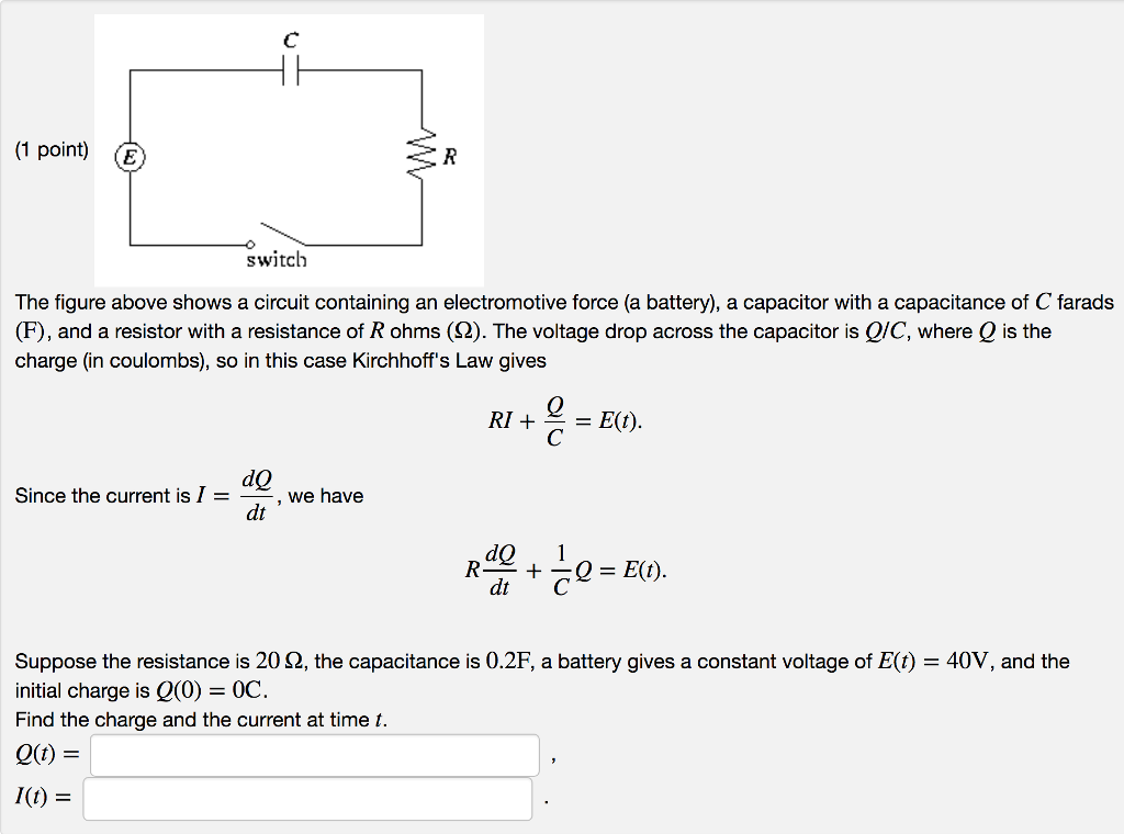 Solved (1 point) switch The figure above shows a circuit | Chegg.com