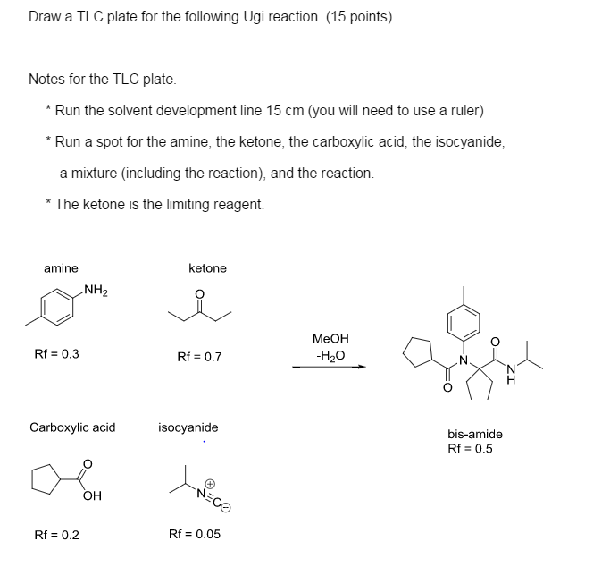 Solved Draw a TLC plate for the following Ugi reaction. | Chegg.com Solved Draw a TLC plate for the following Ugi reaction. | Chegg.com