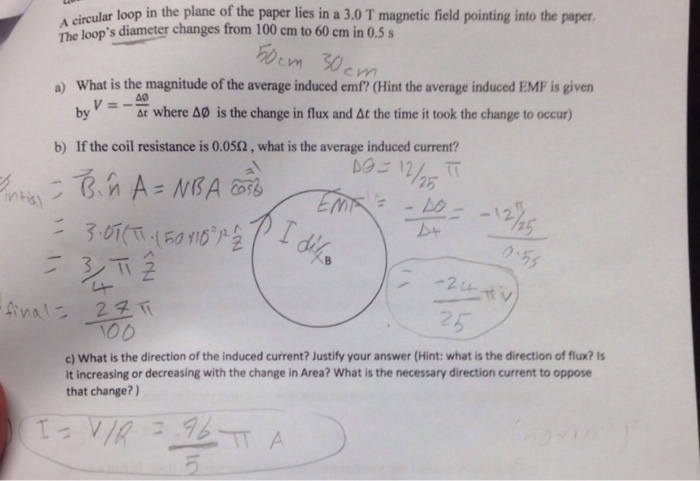 Solved A circular loop in the plane of the paper lies in a | Chegg.com