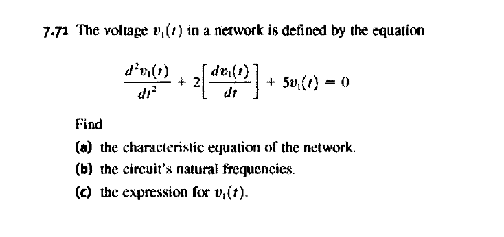 Solved 7.71 The voltage vi(t) in a network is defined by the | Chegg.com