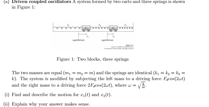Solved Driven coupled oscillators A system formed by two | Chegg.com