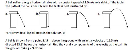 Solved A ball rolling along a horizontal table with a | Chegg.com