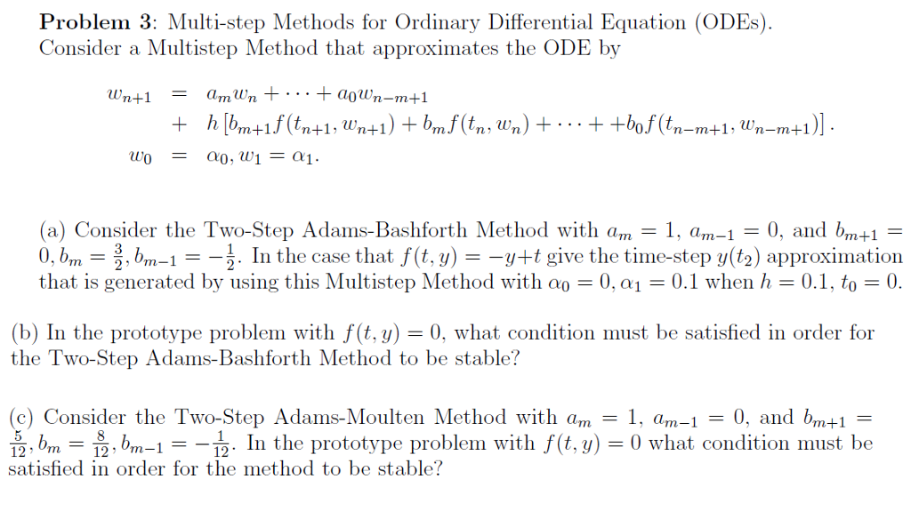 Solved Problem 3: Multi-step Methods for Ordinary | Chegg.com