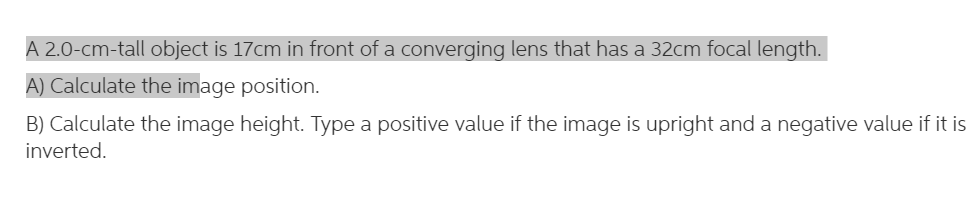 Solved A 2.0-cm-tall object is 17cm in front of a converging | Chegg.com