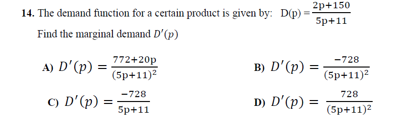 Solved The demand function for a certain product is given | Chegg.com