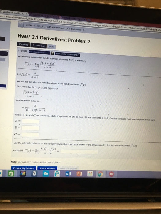 Solved An alternate definition of the derivative of a | Chegg.com