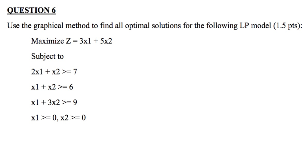 Solved QUESTION 6 Use the graphical method to find all | Chegg.com