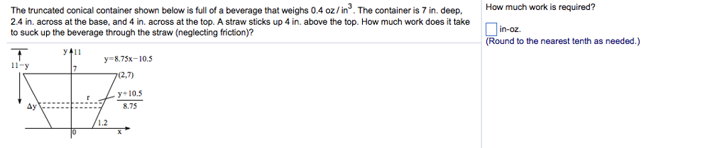 Solved The truncated conical container shown below is full | Chegg.com Solved The truncated conical container shown below is full | Chegg.com