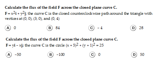 Solved Calculate the flux of the field F across the closed | Chegg.com