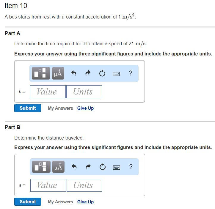 Solved A bus starts from rest with a constant acceleration | Chegg.com