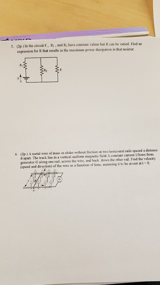 Solved 5. (2p.) In the circuit E, R1, and R2 have constant | Chegg.com