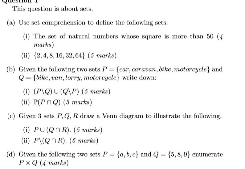 Solved This question is about sets. (a) Use set | Chegg.com
