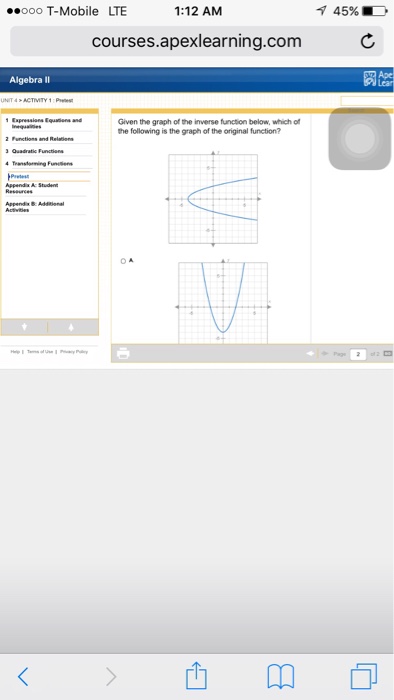 Solved ooo T-Mobile LTE 1:12 AM courses.apexlearning.com | Chegg.com