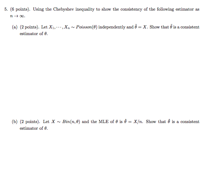 5. (6 points). Using the Chebyshev inequality to show | Chegg.com