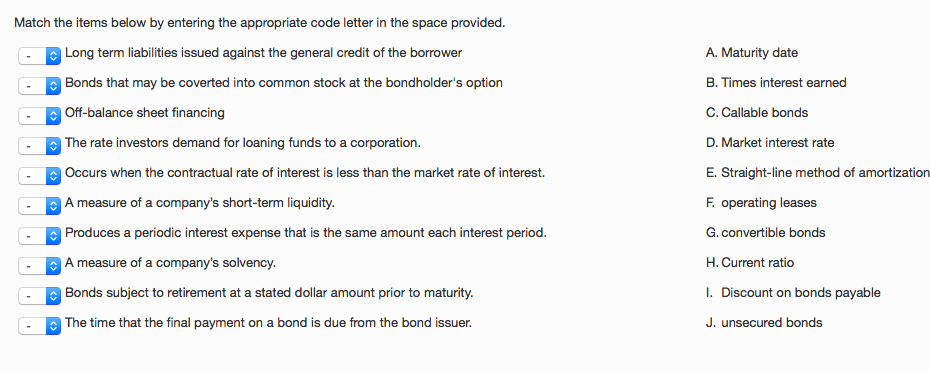 Solved Match the items below by entering the appropriate | Chegg.com